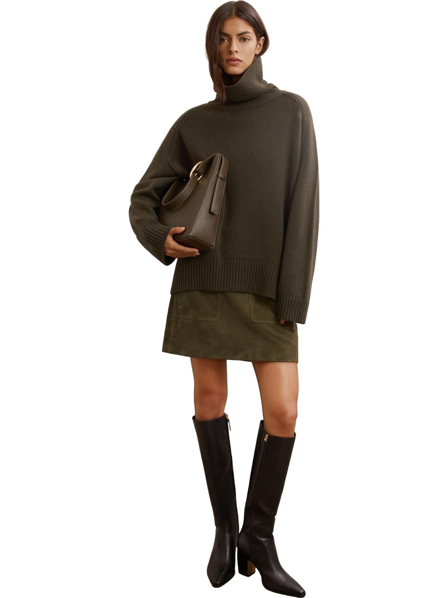 REISS Suede Mini Skirt with Zip Pockets